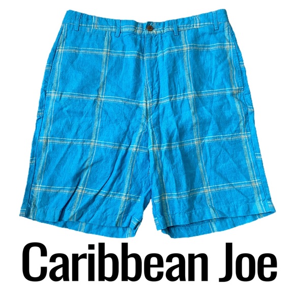 Caribbean Joe | Shorts | Caribbean Joe Blue Plain Linen Shorts Size 36 ...